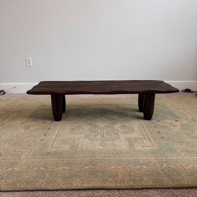 Rustic Low Wood Dark Brown Coffee Table Living Room Handmade Furniture ...