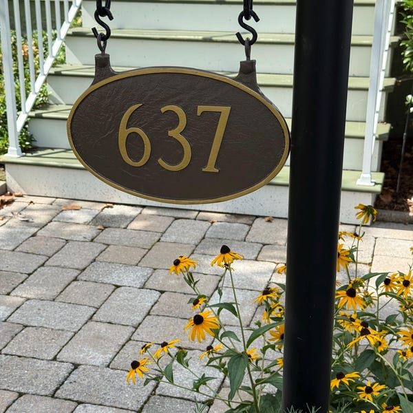 Classic Oval Double-sided Hanging Address Plaque, ONE Line Hanging ...