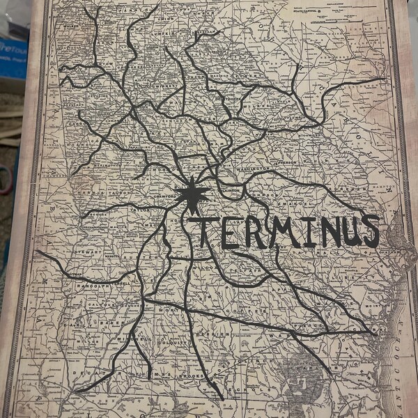 The Walking Dead Terminus Replica Map Prop Vintage Design Zombie Negan ...