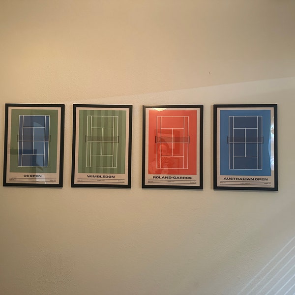 Tennis Poster 4 X SET Wall Art Framed / Unframed / Canvas Vintage ...