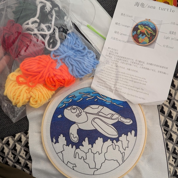 Highland Cow Punch Needle Kit Lamb Punch Needle Horse Embroidery Kit Sea Turtle Punch Needle ...