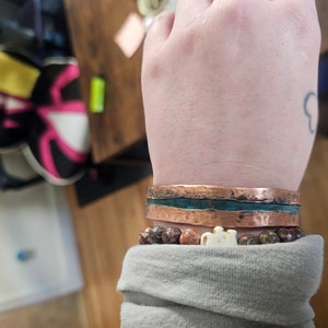Hammered Copper Cuff With Turquoise Rust Line, Hammered Stylish ...