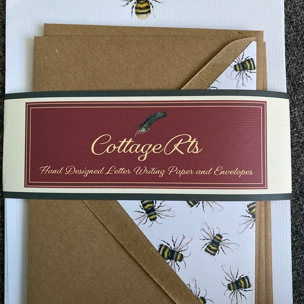Hand Finished Bumble Bee Letter Writing Paper - Stationery Set ...