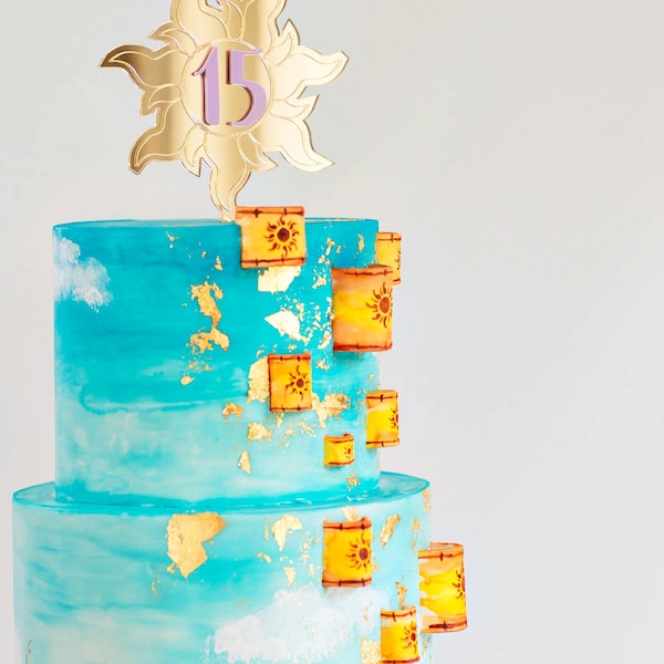 Tangled Birthday Cake Topper, Princess Rapunzel, Tangled Sun Cake ...