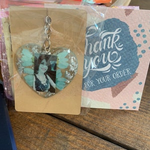 Resin Photo Keychain Heart Heart Keychain Photo Keychain | Etsy