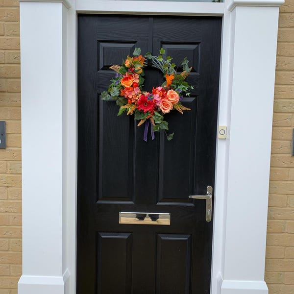 Hydrangea and Roses Artificial Flowers Handmade Door Wreath - Etsy UK