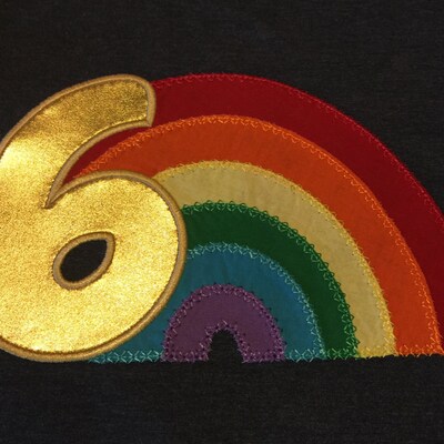 Rainbow Number Set 1 2 3 4 5 6 7 8 9 Applique and Machine Embroidery ...