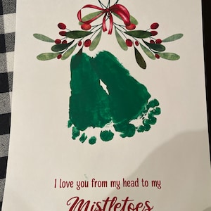 Christmas Preschool Craft, Footprint Mistletoe Art, Personalized Gift ...