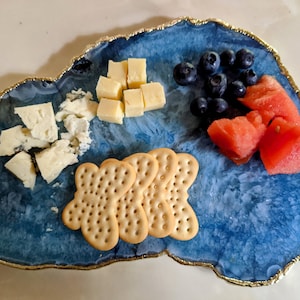 Blue Agate Cheese Platter/tray, Table Decor, Natural Stone Platter ...