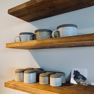 Modern Black Floating Shelf With LED Light, Thick Wall Shelf, Wooden ...
