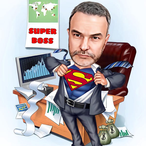 Cartoon Boss Portrait, Boss Gift, Bosses Day Gift Ideas for Him Male ...