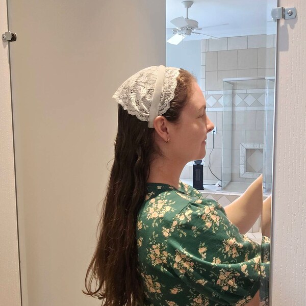 Dark Brown Lace Headband, Christian Veil, Structured Religious Head ...