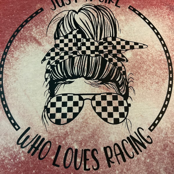 Just a Girl Who Loves Racing Svg, Messy Bun Racelife Svg, Racing Svg ...
