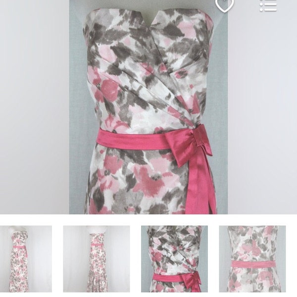 Vintage STARINA Pastel Pink & Black Rose Floral Print Maxi Godet Dress ...