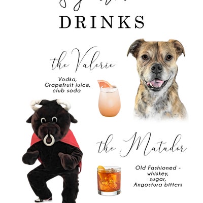 Dog Signature Cocktail Dog Custom Drink Sign Dog Signature Drink Sign ...