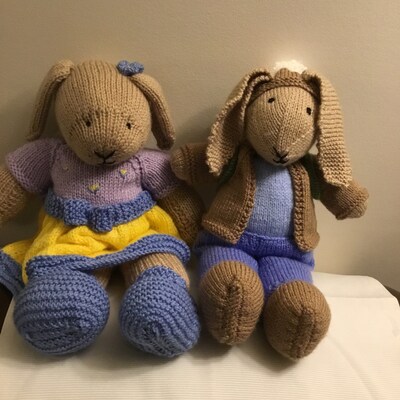 Rabbit Bunny Toy With Clothes Vintage Knitting Pattern Girl - Etsy