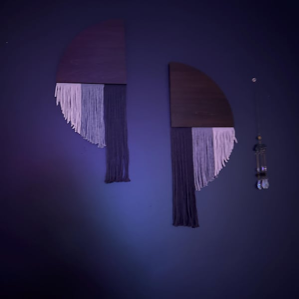 Half Moon Wall Hanging Set, Minimalist Wall Art, Macrame Wall Hanging ...
