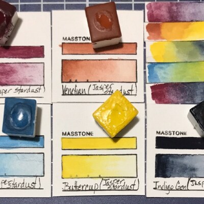 GENUINE INDIGO Jazper Stardust Handmade Watercolor Pan made With Pure ...