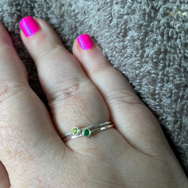 Birthstone Ring, Sterling Silver Birthstone Stacking Ring, Stackable ...