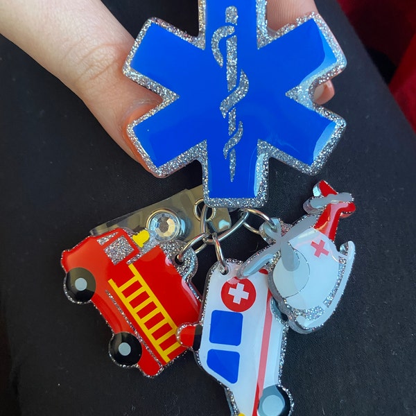 Badge Reel/ambulance Badge Reel/emergency Services Badge Reel/emt Badge ...