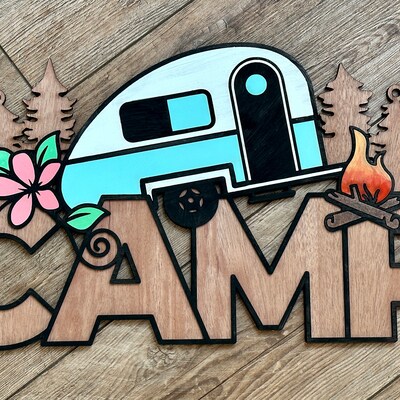 Camp Camper Sign Easy Finish Laser Cut File Glowforge and All Lasers - Etsy