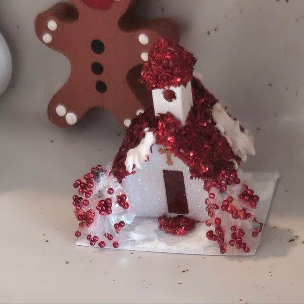 Tiny Easter Egg Glitter House Dollhouse Miniature Vintage Style Paper 6616