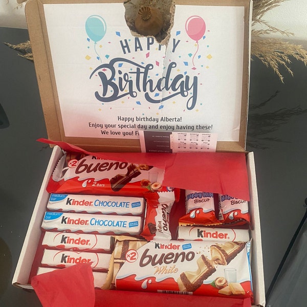 PERSONALISED Kinder Chocolate Hamper Selection Box Bueno Hippo Sweets ...