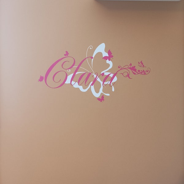 Butterfly With Name Wall Decal, Butterfly With Personalized Name Wall ...