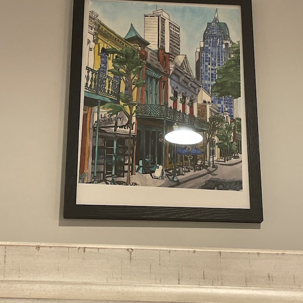 Dauphin Street Watercolor Print, Mobile, Alabama Art, Cityscape ...