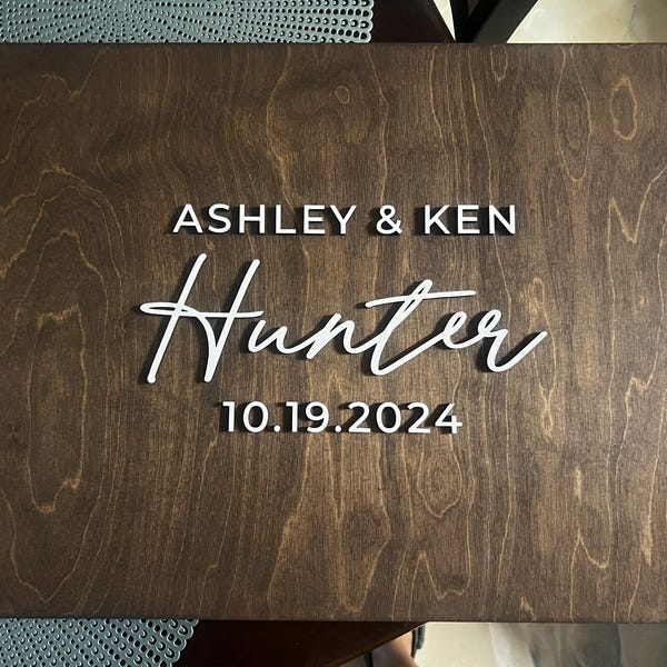 3D Circle Wedding Welcome Sign, Wooden Geometric Circle Wreath Custom ...