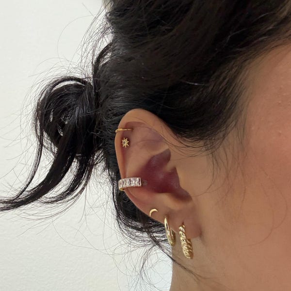 Double Smooth Split Conch Hoop, G23 Titanium, Double Conch Earring ...