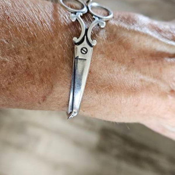 Large Scissor Bracelet, Scissor Jewelry, Sterling Silver Finish ...