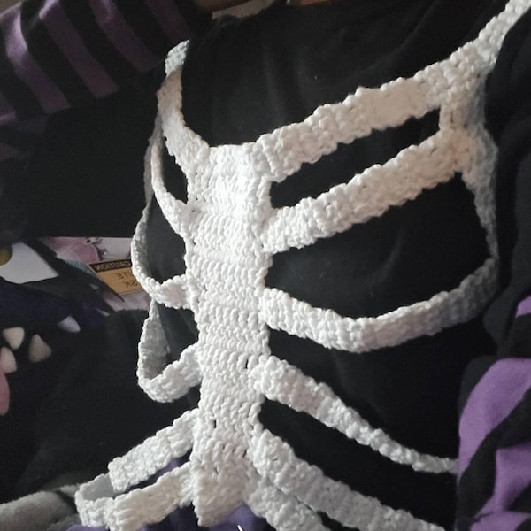 Crochet Top Skeleton Ribcage Handmade Corset Skull Crop Top, Fairycore ...