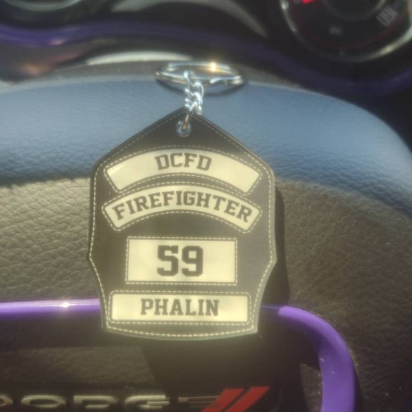Firefighter Helmet Shield Custom Acrylic Keychain, Fireman Keychain ...