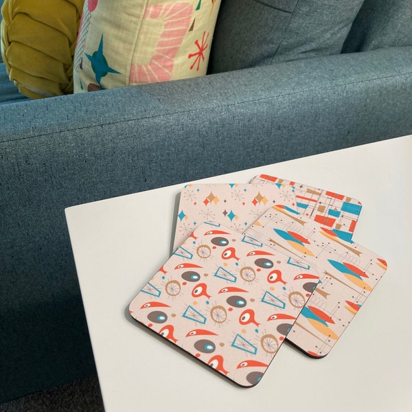 Mid Century Modern Retro Funky 1950's Style Drink Coaster Set of 4 ...
