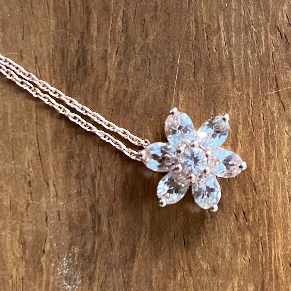 Morganite Pendant, Solid 10k Rose Gold Morganite Floral Pendant ...