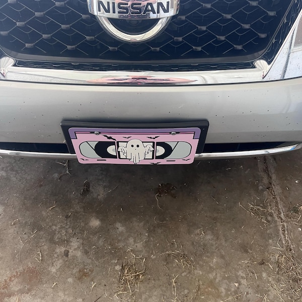 Pink Flower Pattern Car License Plate Frame, Retro Car Accessories for ...