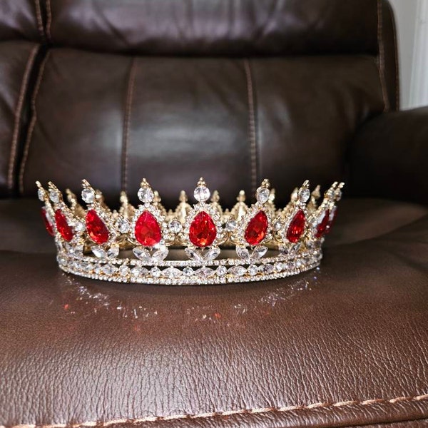 Red Queen Crown Rhinestone Wedding Crown, Women Costume Party, Hair ...