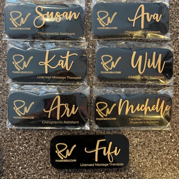 Custom Engraved Business Name Tag With Magnet, Acrylic Name Badge With ...