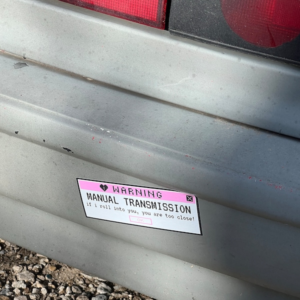 MANUAL CAR WARNING Stick Shift Manual Transmission Glossy Car Decal ...