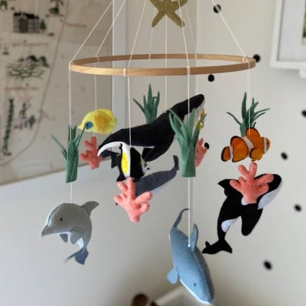 Whale Mobile, Ocean Mobile, Fish Crib Mobile, Nautical Mobile, Nursery ...
