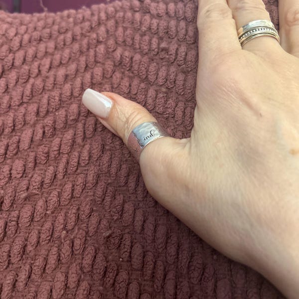 Sterling Silver Adjustable Ring . Personalized Name Ring . Hammered ...