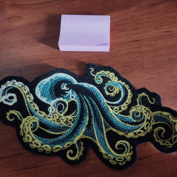 Green Octopus Embroidered Patch Iron on Embroidery Patch Mtcoffinz ...