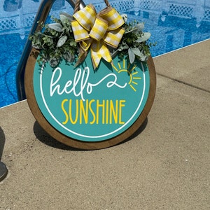 Summer Front Door Decor Hello Sunshine Summer Door Hanger Summer Wreath ...