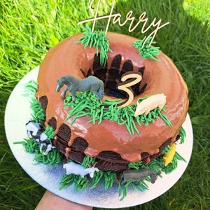 Farm Yard Barn Theme Cake Topper Set Picket Fence, Tractor, Name Cake ...