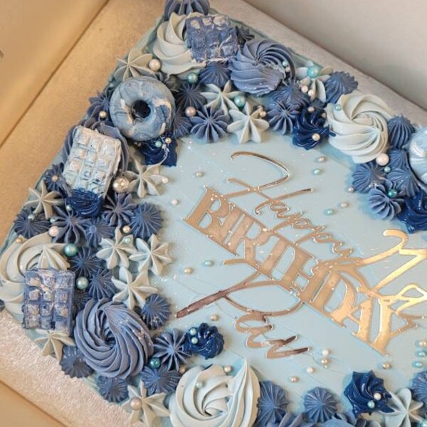 Sheet Cake Topper, Happy Birthday, Glitter Cardstock, Personalised ...