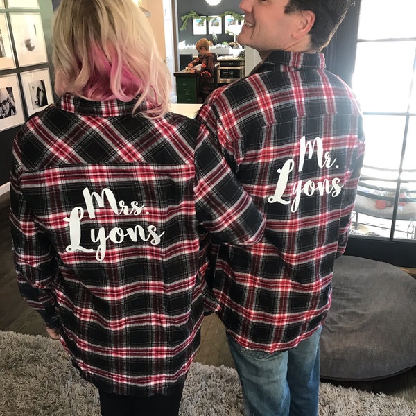 MR. and MRS. Flannels, Custom Flannel, Bride, Groom, Fall Wedding ...
