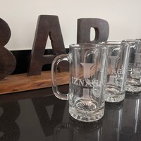 Glass Mug Custom Bar Ware Personalized Beer Mug Home Bar - Etsy