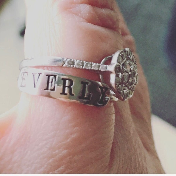 Custom Personalized Name or Date Sterling Silver Rings; Name Plate Ring ...
