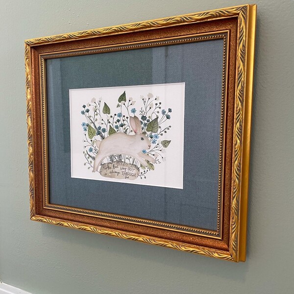 Rabbit Quote Art Print Watercolor Floral Flowers Bunny Illustration ...